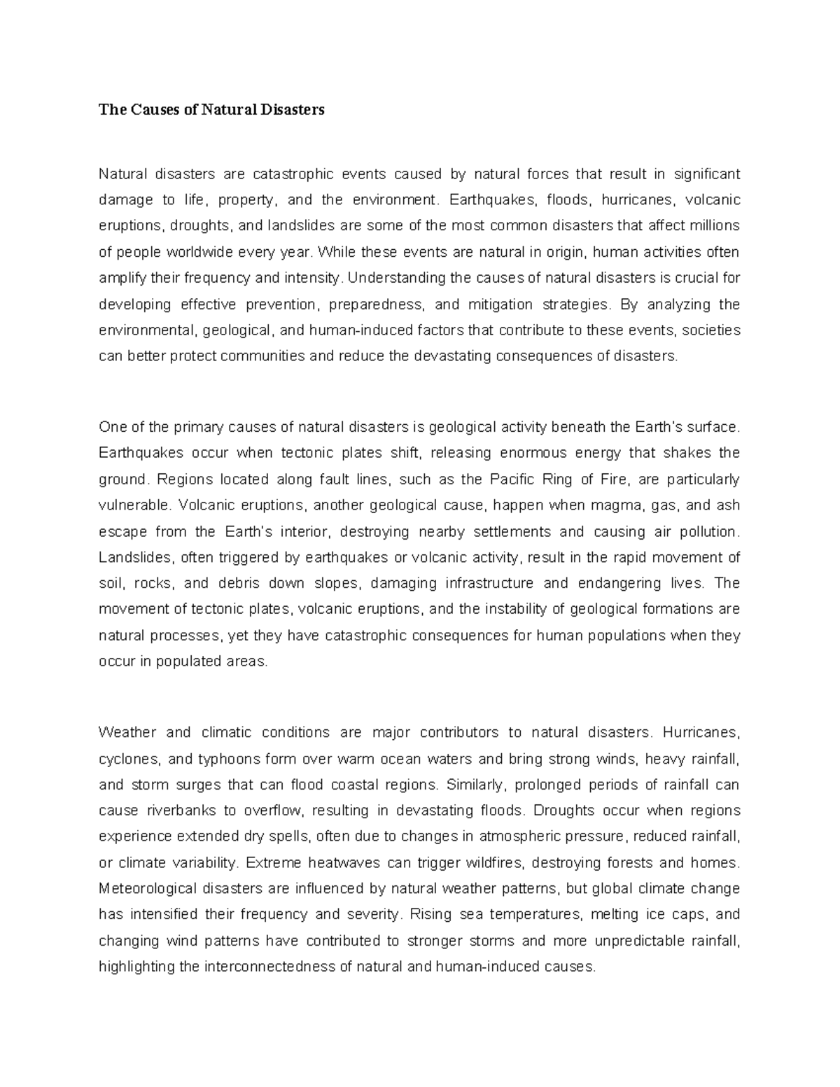 Understanding the Causes of Natural Disasters: A Comprehensive Study ...