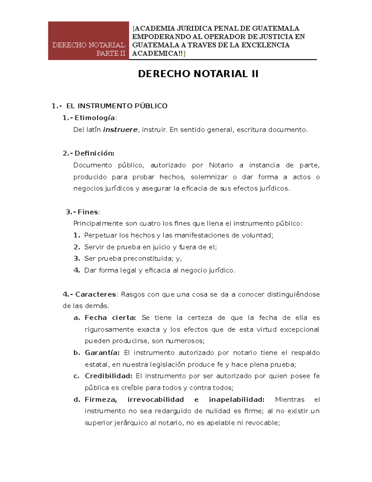 Derecho Notarial II - EL INSTRUMENTO PÚBLICO - DERECHO NOTARIAL PARTE ...