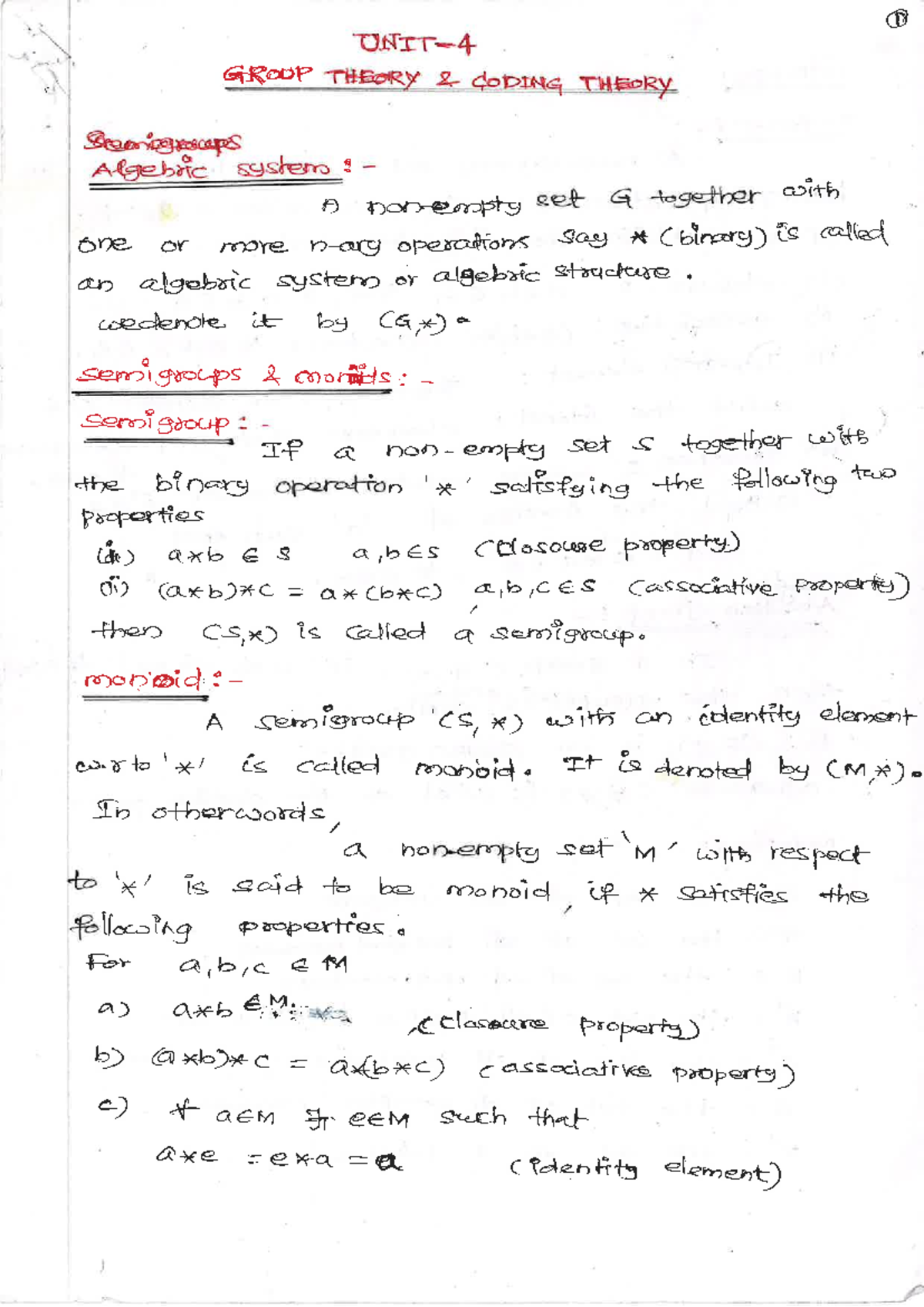 Unit 4: Group Theory Concepts and Properties - Studocu