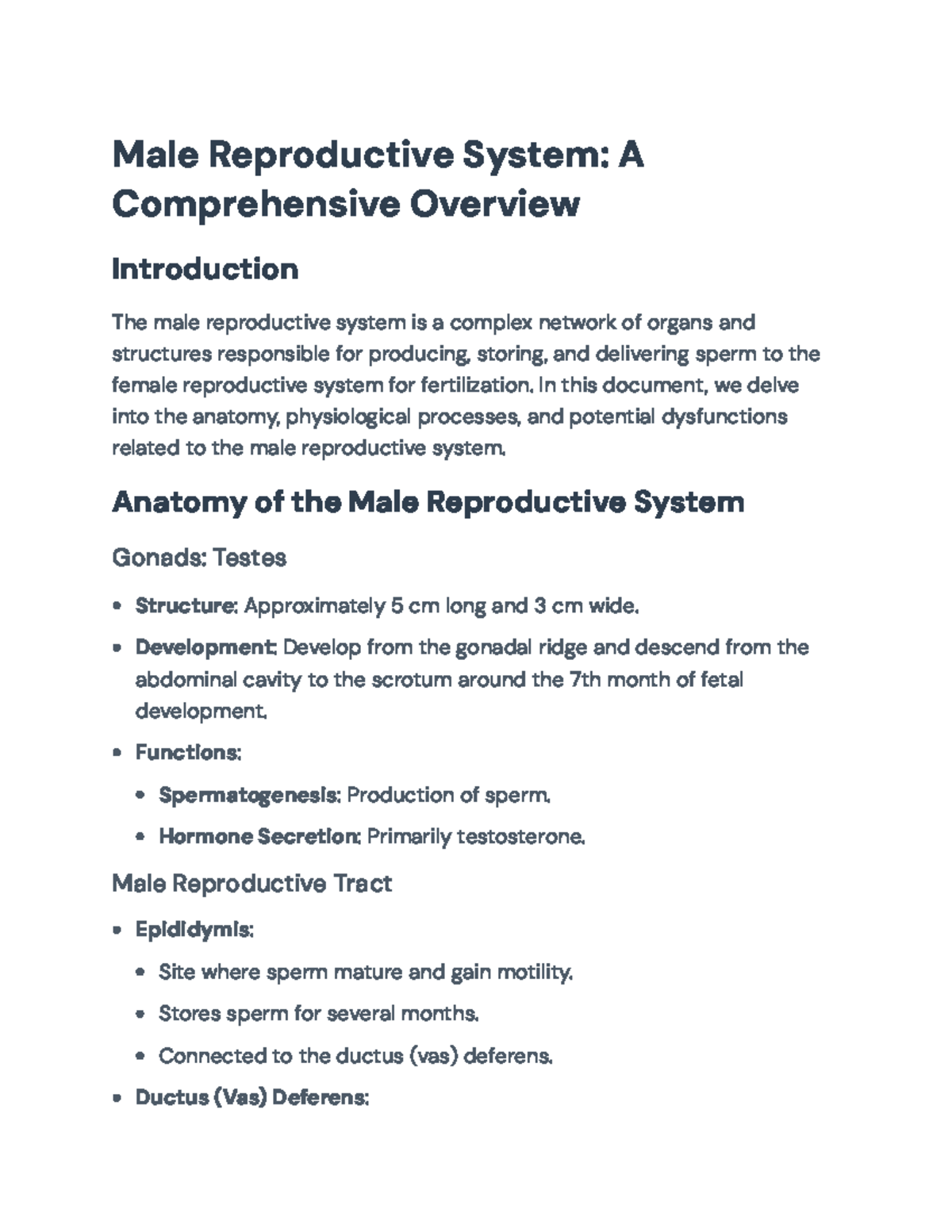 Male Reproductive System: Anatomy, Functions & Dysfunctions Overview - Male Reproductive System ...