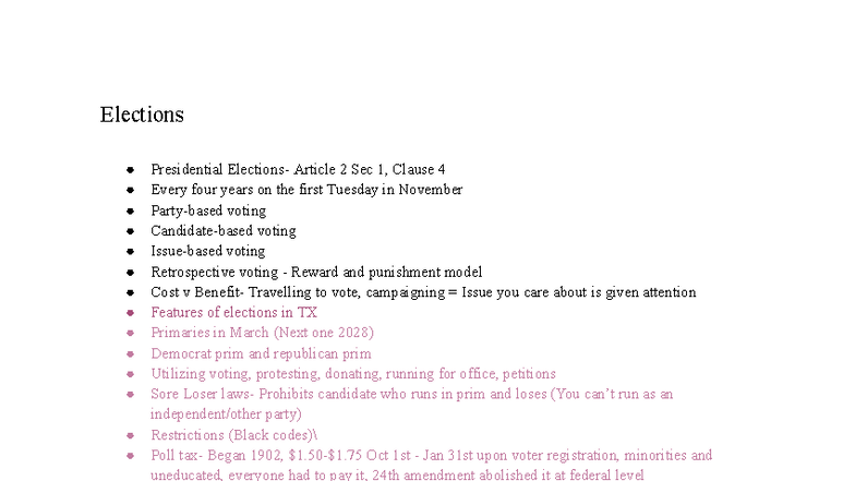 Poli Sci 11.5: Overview of Presidential Elections & Voting Rights - Studocu