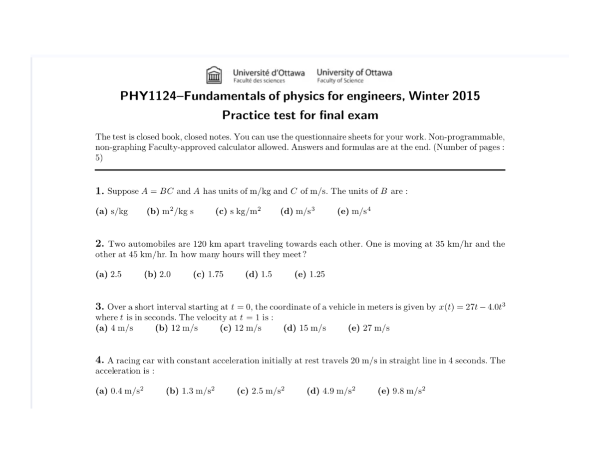 Phy1124 2015 final-1 - practice final - PHY1124 - Studocu