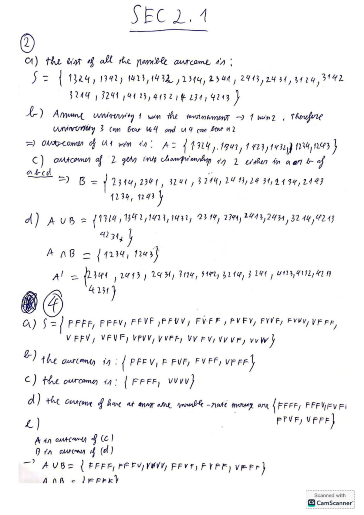 SEC2.1 Probability Outcomes and Venn Diagrams Analysis - Studocu
