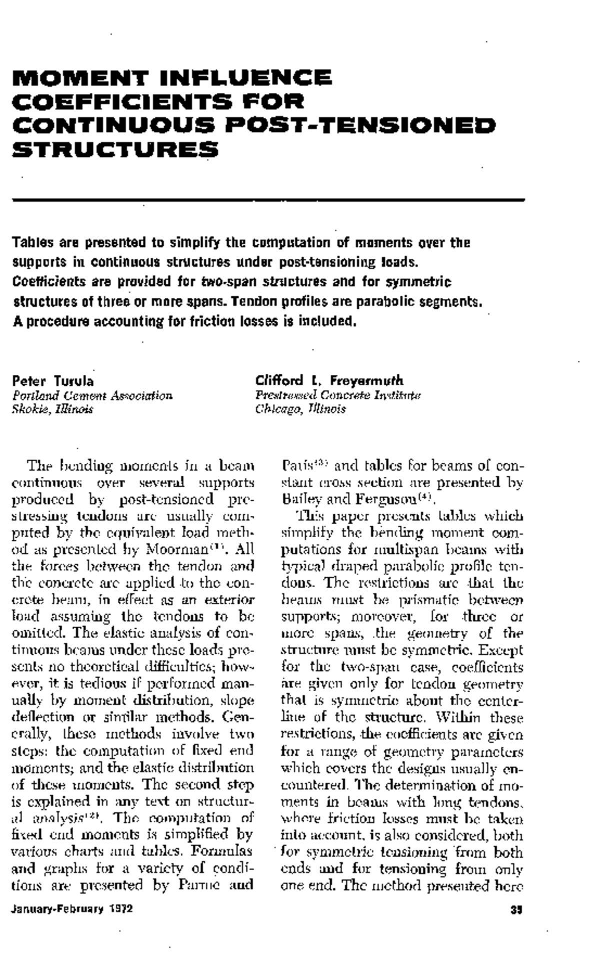 Moment Influence Coefficients for Continuous Post-Tensioned Structures - Studocu