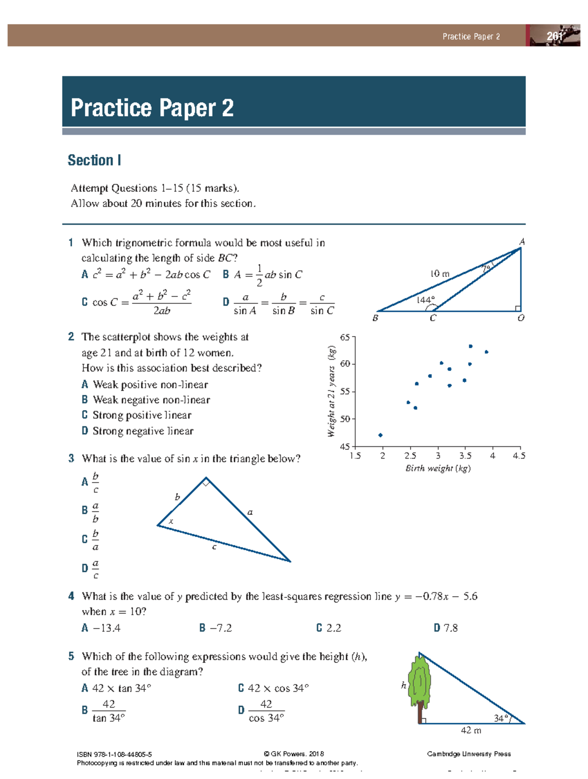 Practice Paper 2: Trigonometry & Statistics Questions - Studocu