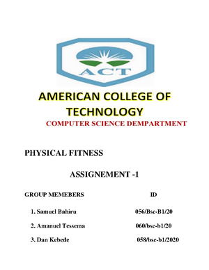 Fitness - PHYSICAL FITNESS MODULE (SpSc 1011) Prepared By: Zerihun ...