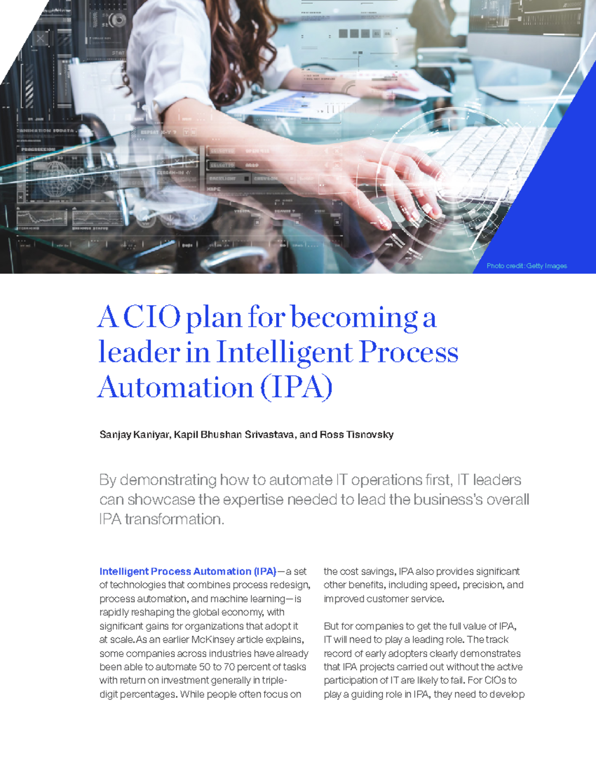 A CIO's Guide to Leading Intelligent Process Automation (IPA) - Studocu