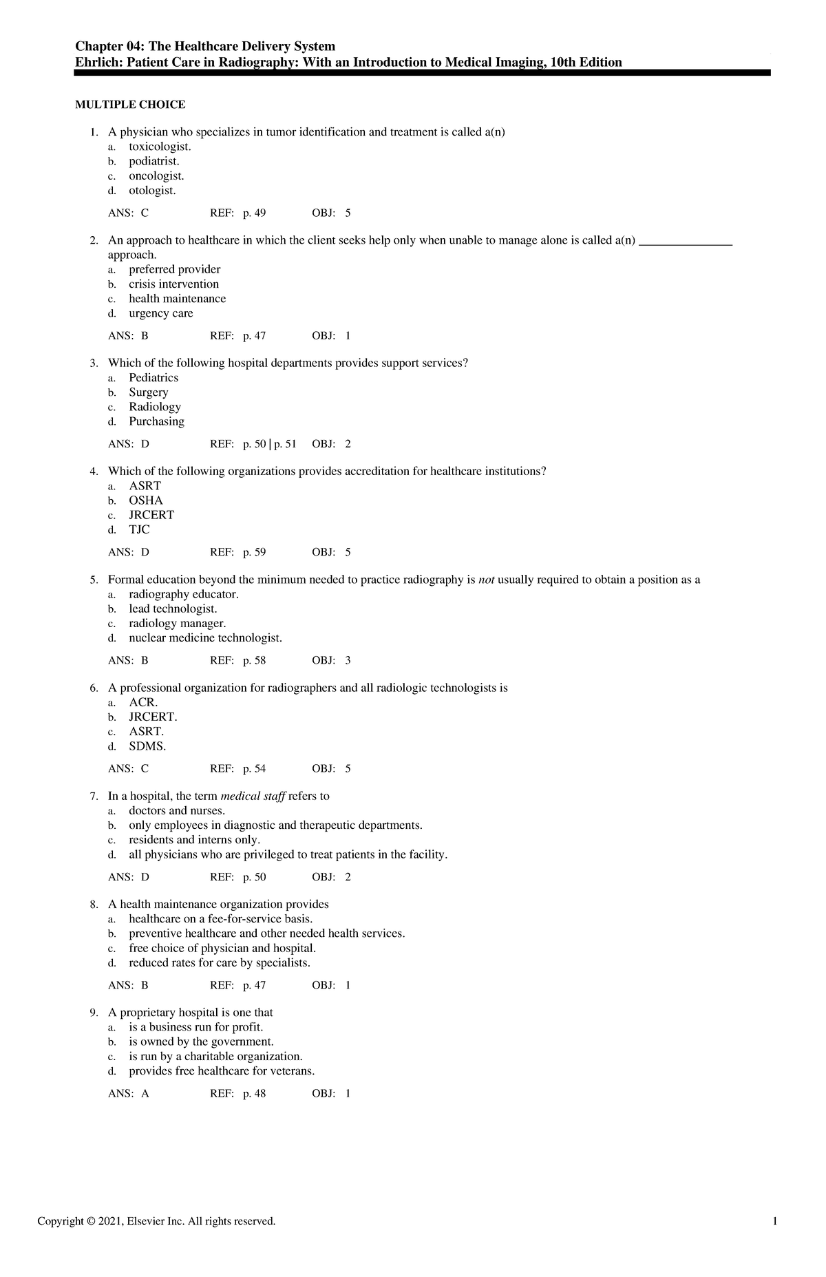 Exam View - Chapter 04: The Healthcare Delivery System - Studocu