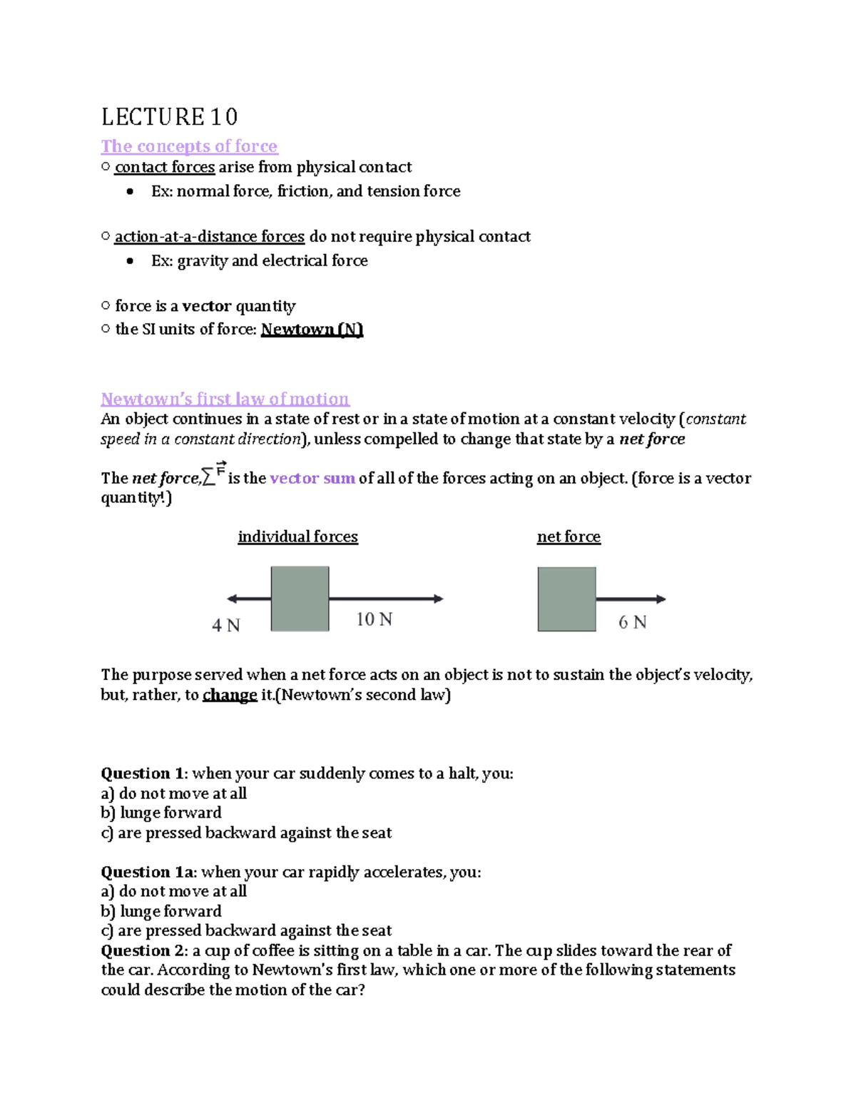 Lecture Notes on Newton's Laws of Motion and Forces (PHYS101) - Studocu