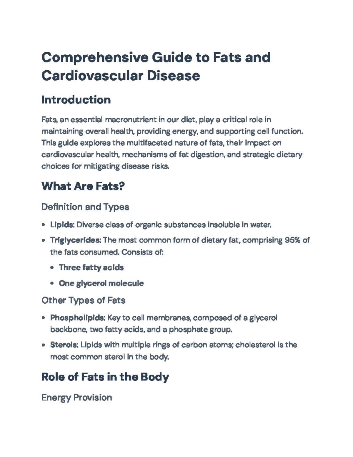 Comprehensive Guide to Fats and CVD: Dietary Choices and Risks ...
