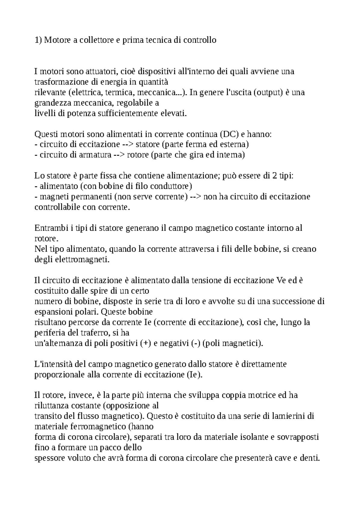 Risposte Esame Orale TAR (Prof. Gianluca Ippoliti) - Motori Elettrici - Studocu