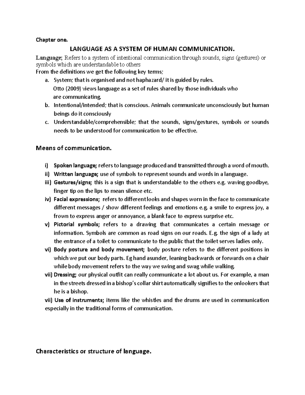English Lecture Notes: Chapter 1 - Language as a System of ...