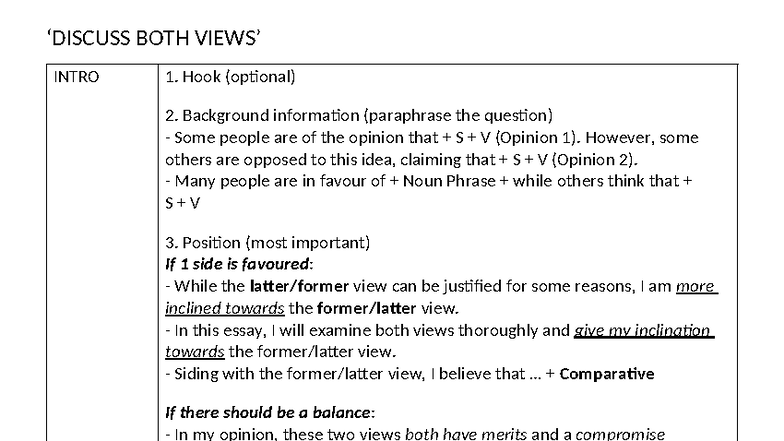 IELTS VIETOP Essay Notes: Discussing Both Views - Studocu