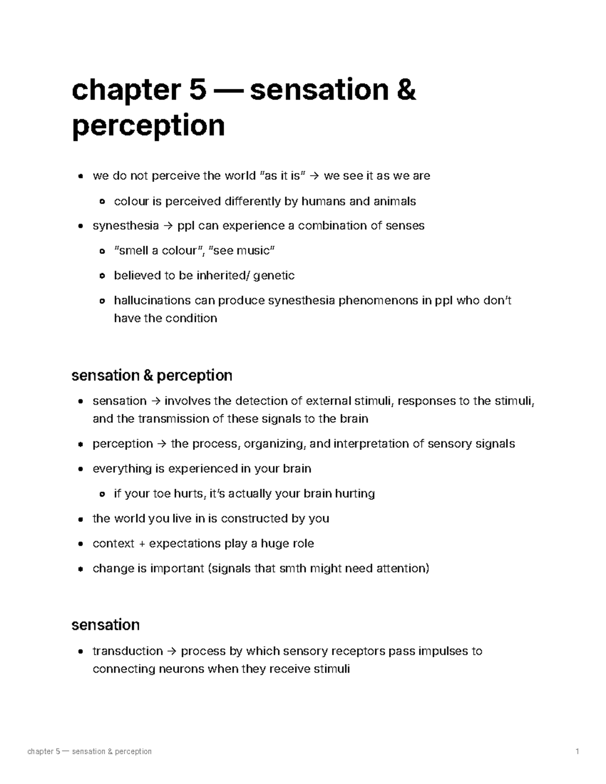 Chapter 5: Sensation and Perception Insights - Studocu