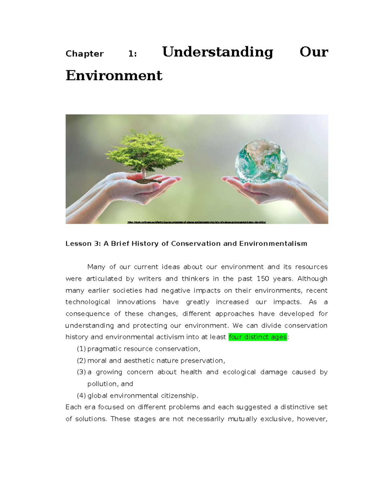 Chapter 1: A Brief History of Conservation and Environmentalism - Studocu