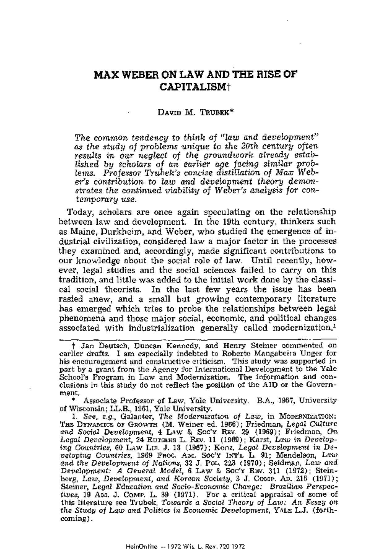 Max Weber on Law and Capitalism: Insights for MYYVOM 340M - Studocu