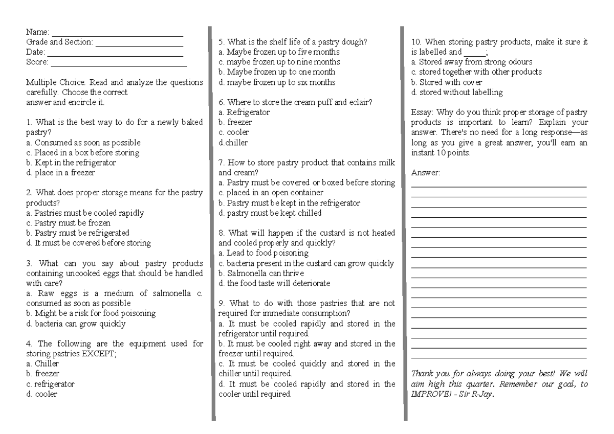 MODULE 8 FOR TLE SUBJECT - Name: ______________________________ Grade ...