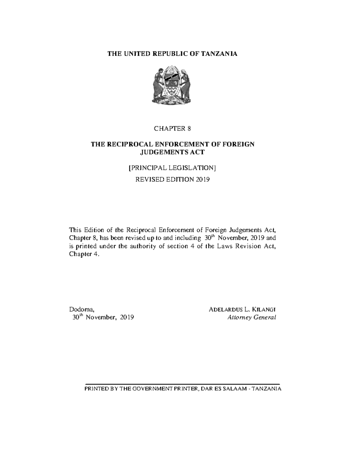 Chapter 8: The Reciprocal Enforcement of Foreign Judgements Act - Final ...