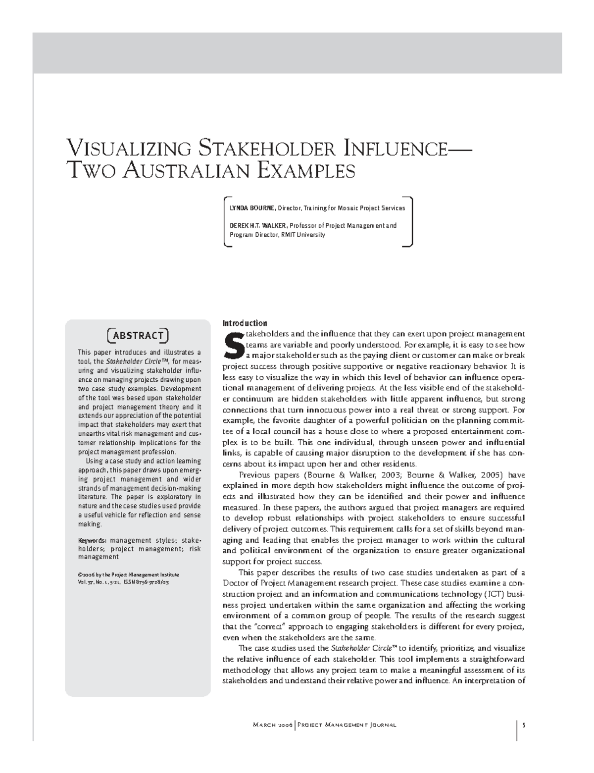 Best Practices in Stakeholder Management: A Case Study Analysis (PMJ ...