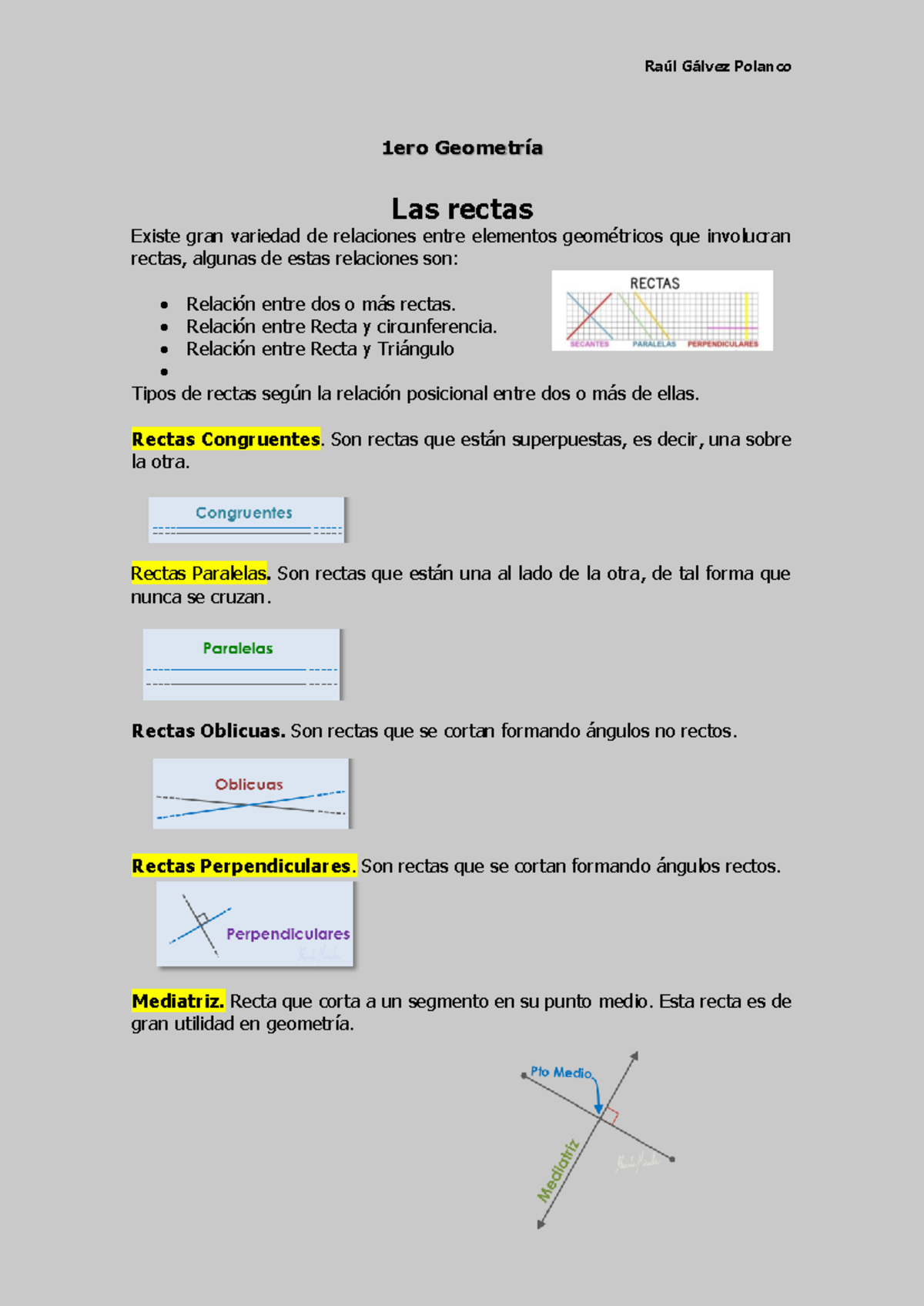Tipos de Rectas en Geometría - 1ero Geometría - Studocu