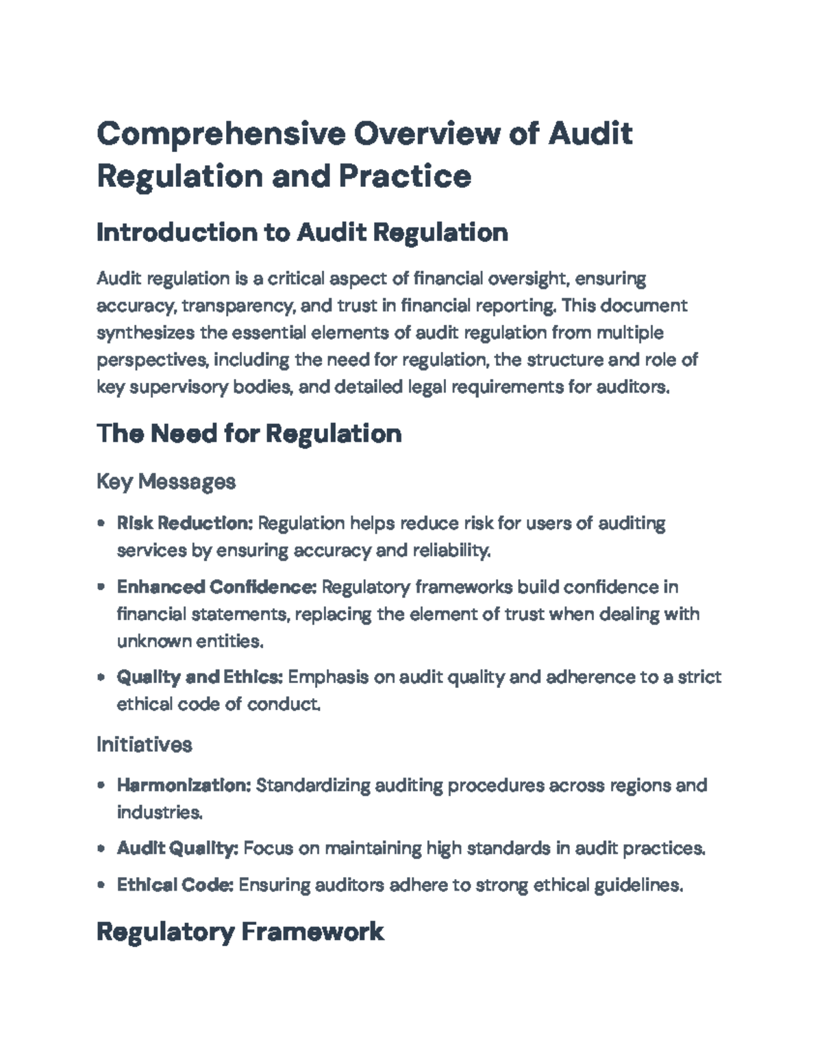 Comprehensive Guide to Audit Regulation & Practice (AUD 101) - Studocu