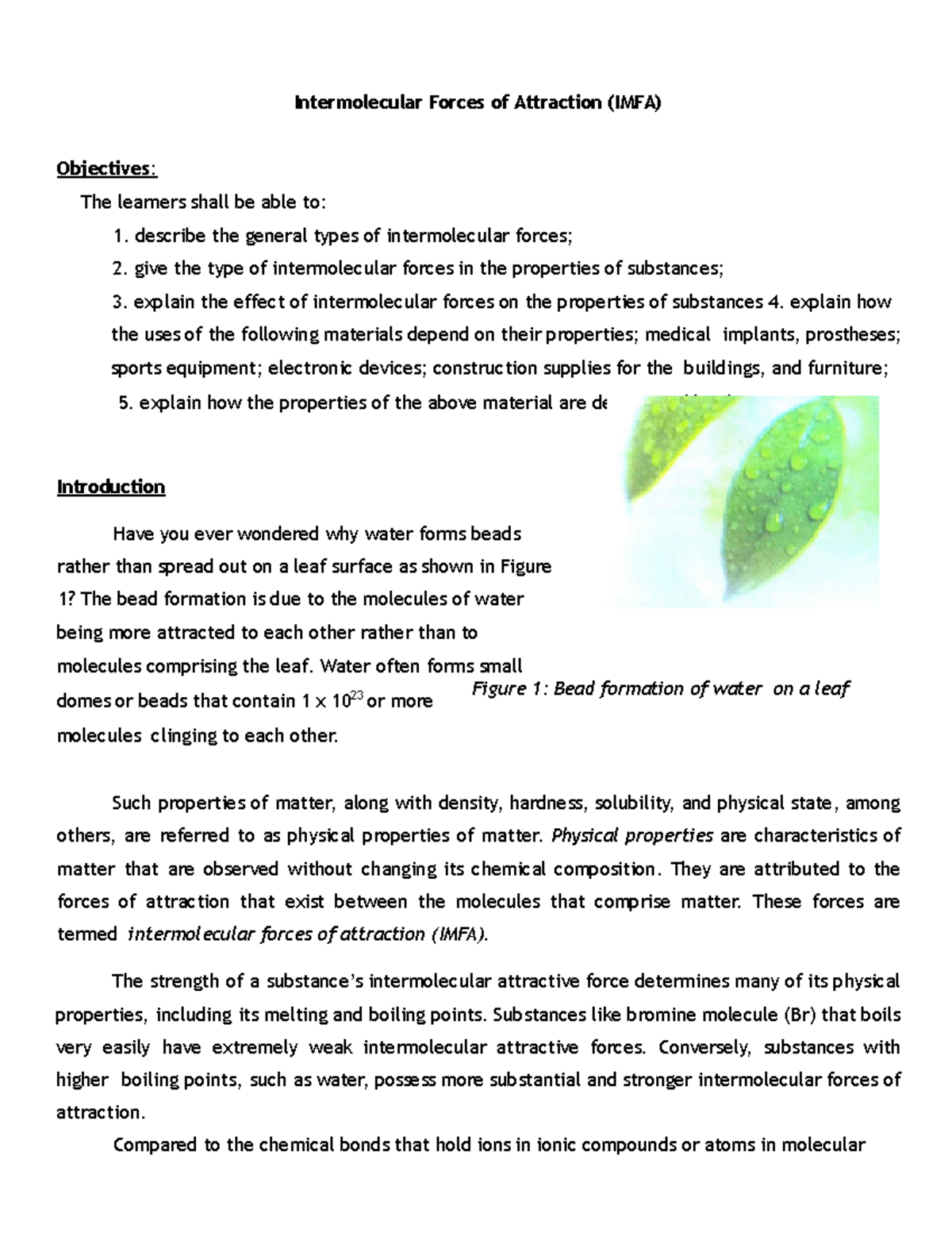 IMFA: Intermolecular Forces of Attraction - Key Notes and Applications ...