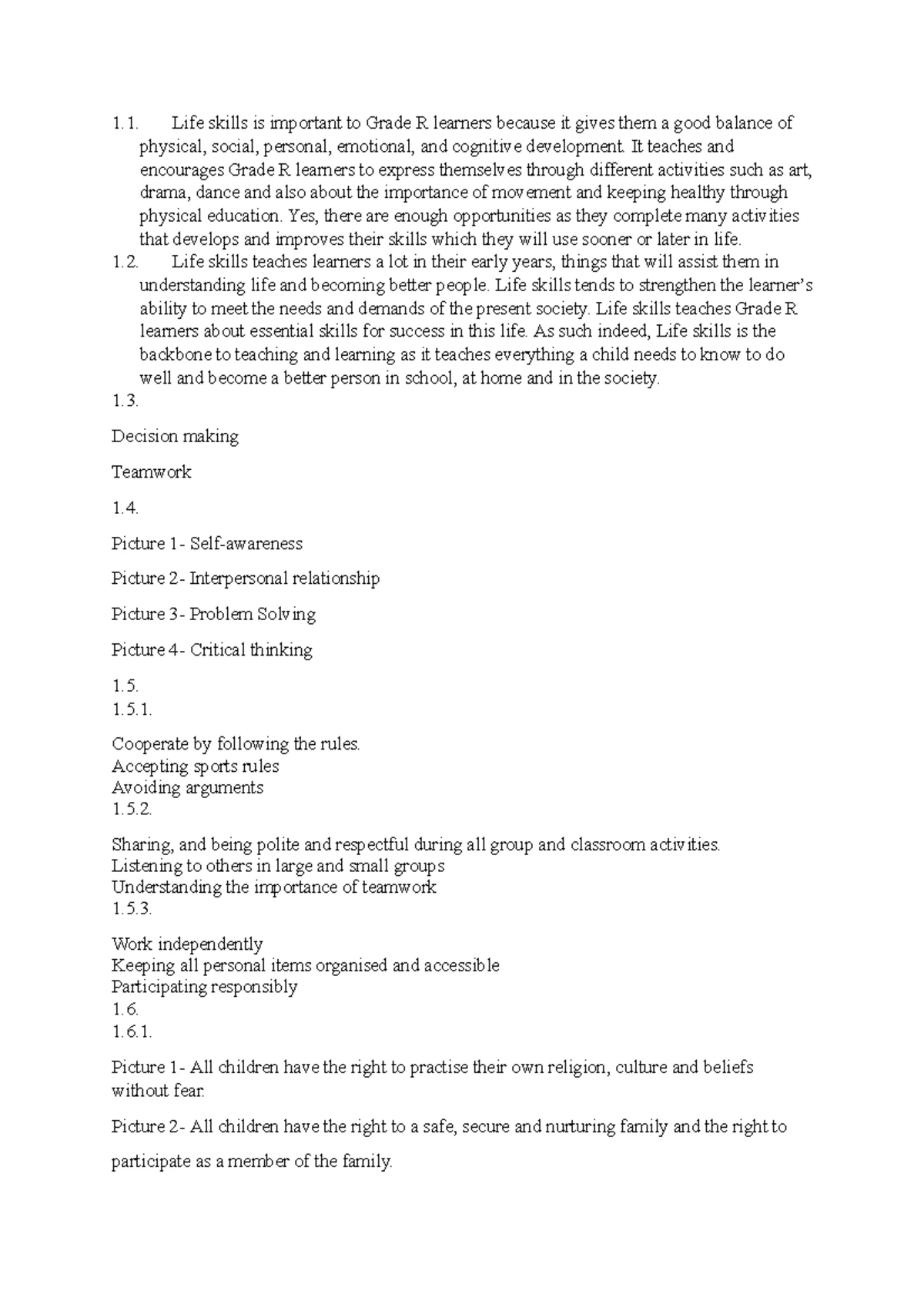 LIFE Skills Lesson Plans Grade 1 WEEK 1 - Foundation Phase Weekly ...