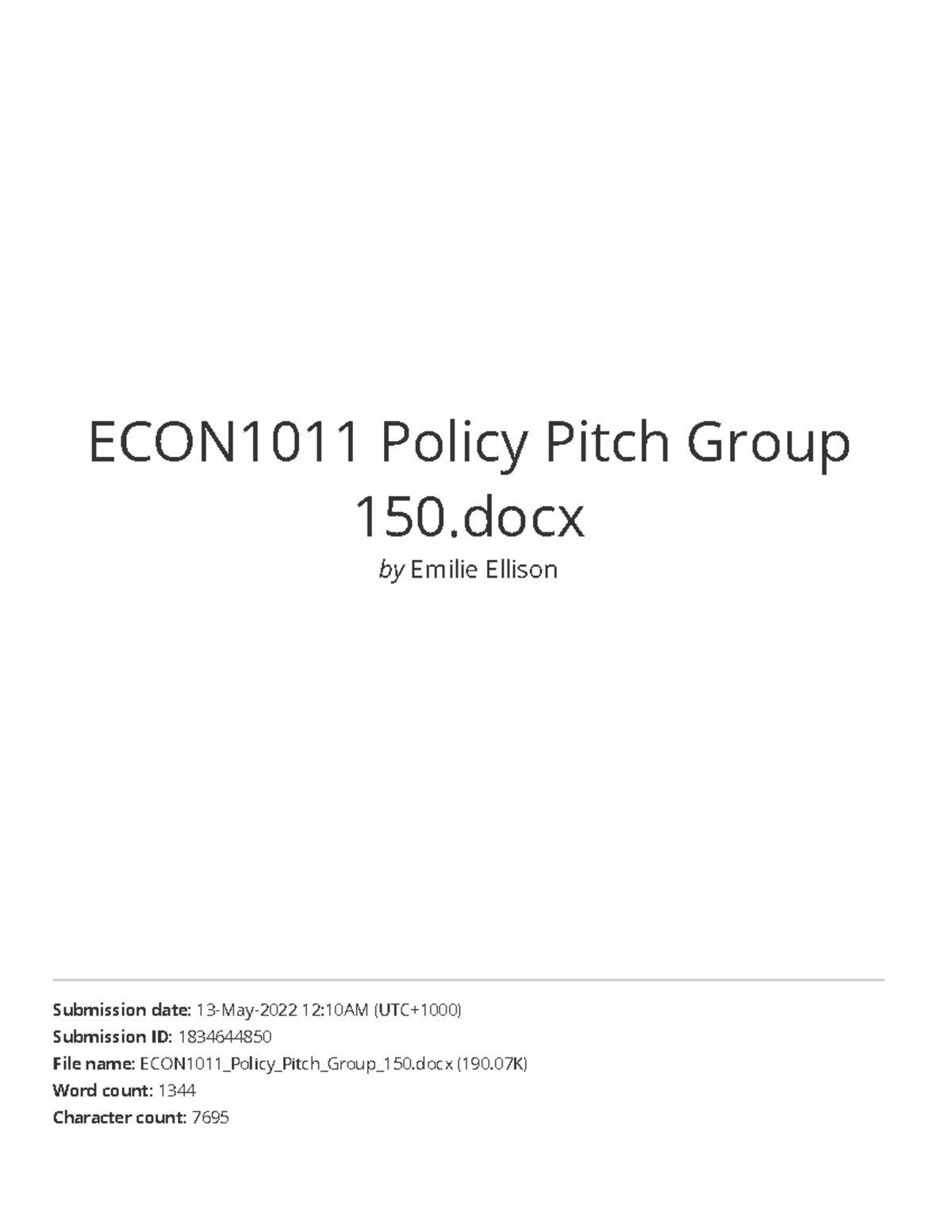 ECON1011 Sample Policy Pitch - ECON1011 Policy Pitch Group 150 by ...