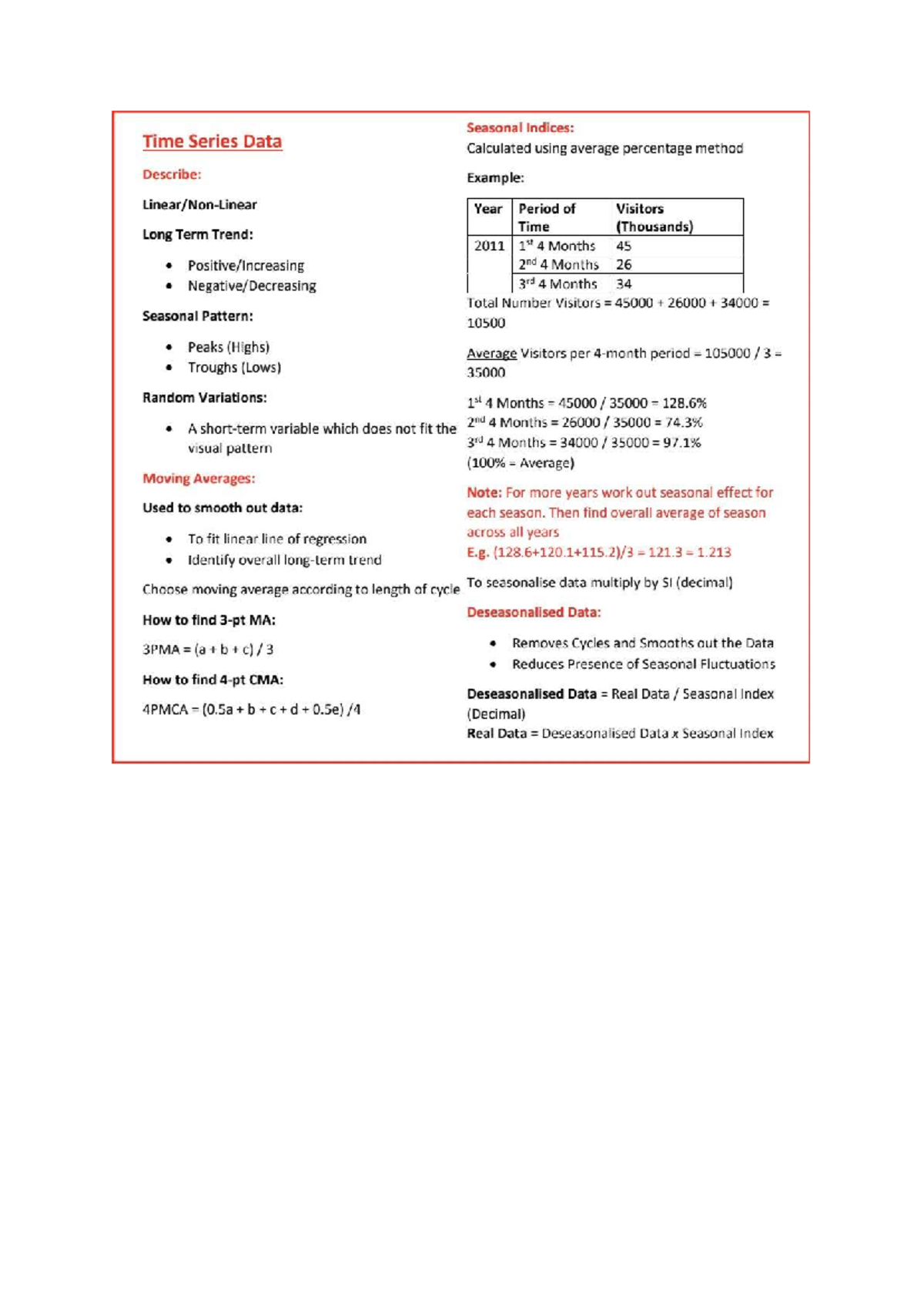 Seasonal Indices: Time Series Data Analysis and Calculation - Studocu