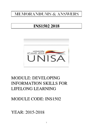 INS1502 Questions AND Answers - INS1502 QUESTION PAPERS AND ANSWERS ...