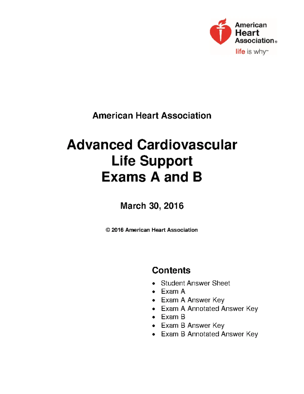 ACLS final - American Heart Association Advanced Cardiovascular Life ...