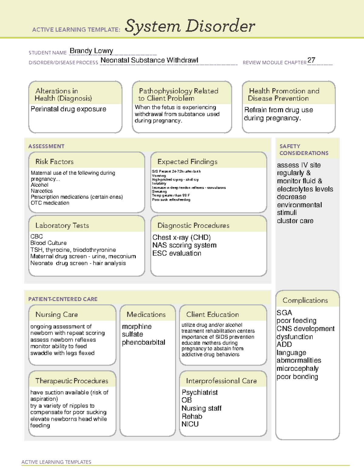 Neonatal Substance Withdrawal - ALT System Disorder Overview - Studocu