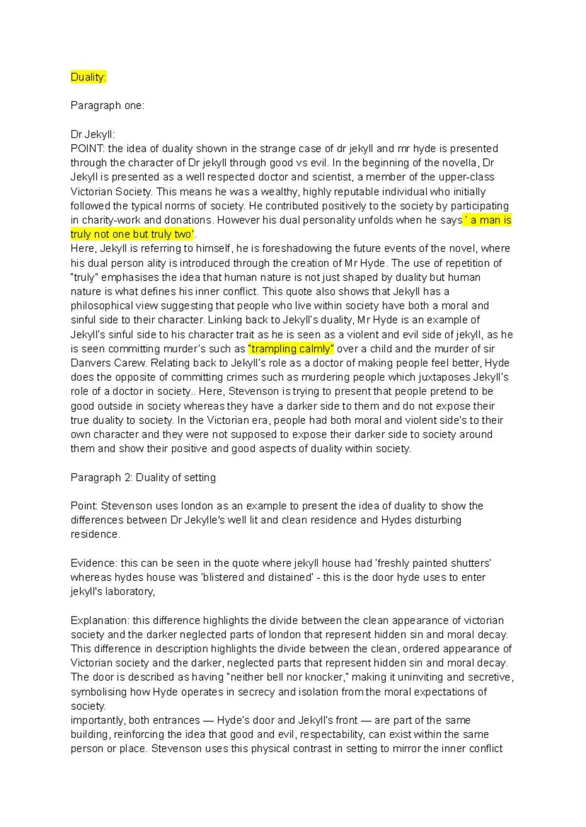 Jekyll and Hyde Essay Plan: Exploring Duality in Victorian Society ...