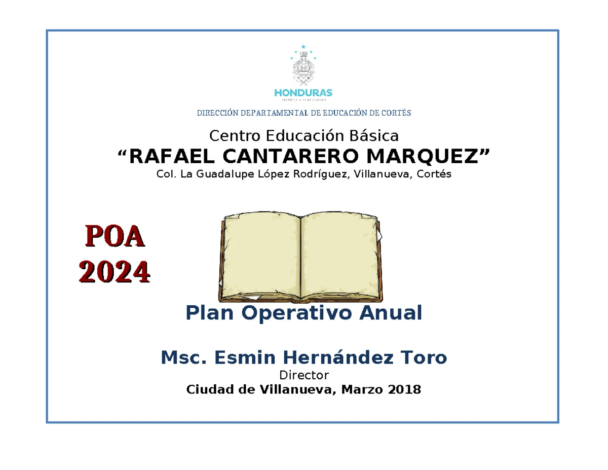 641686616 POA Basica Honduras - PLAN OPERATIVO ANUAL AÑO 2023 ...