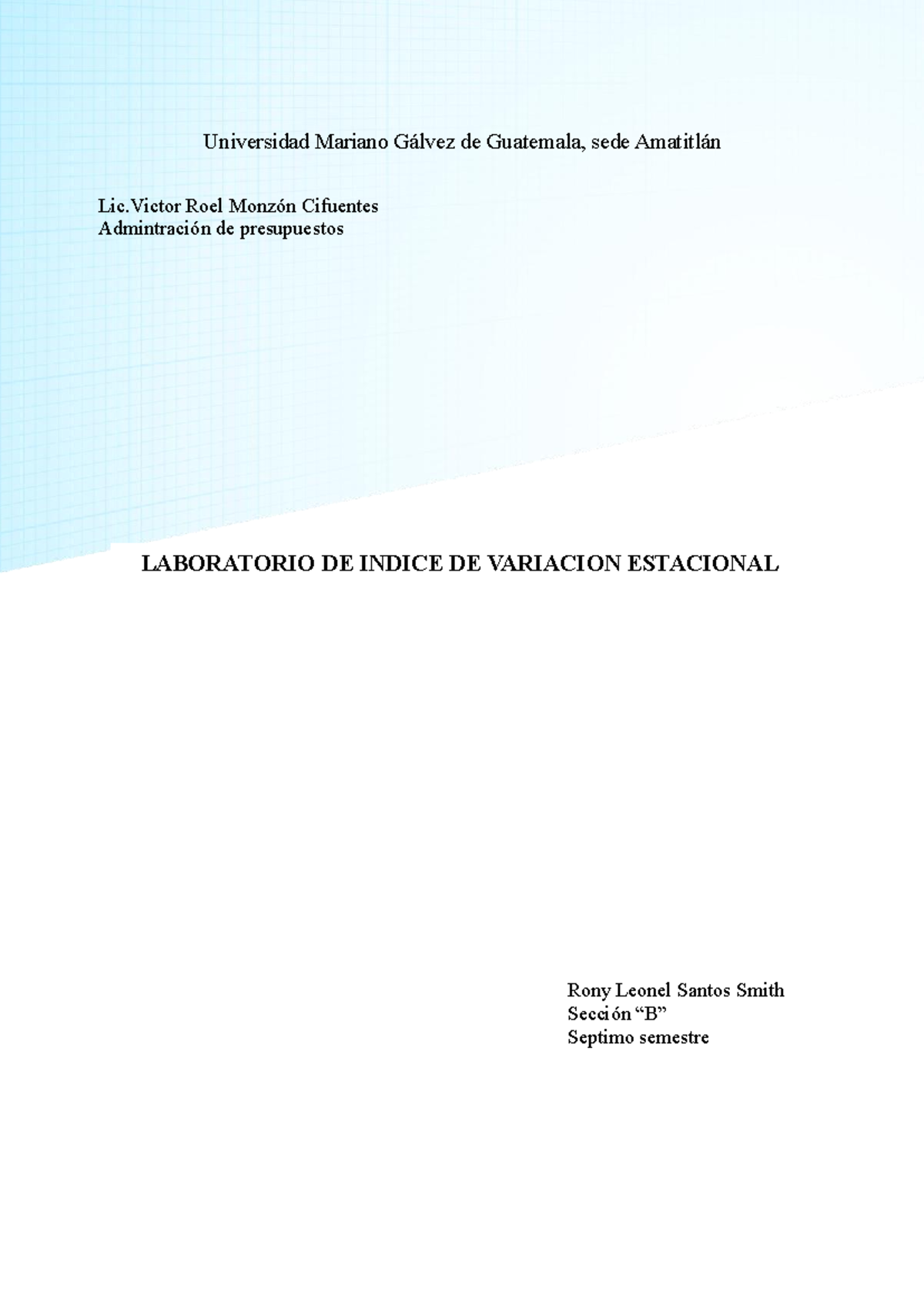 Laboratorio 2 - Índice de Variación Estacional - Administración de ...
