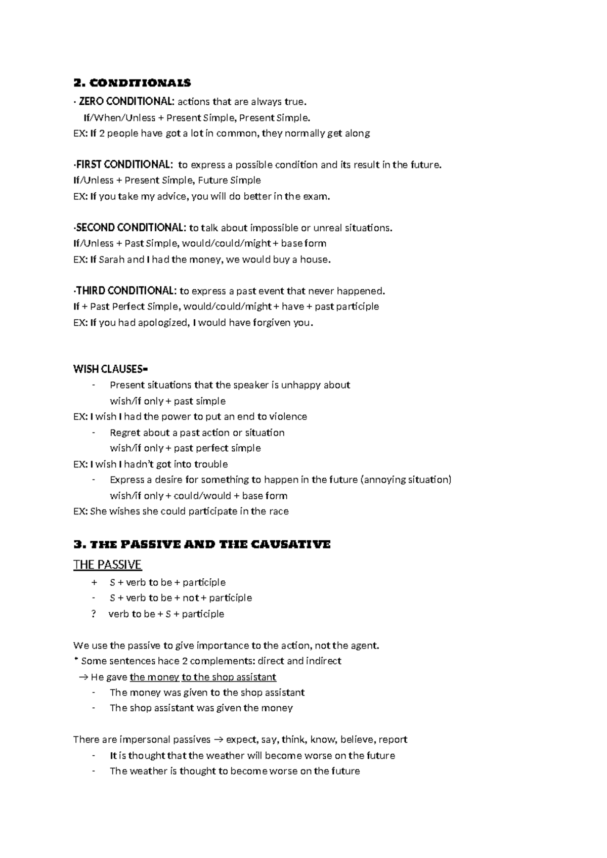 Angles Final Exam - Summary of Conditionals, Passive, and Vocabulary ...