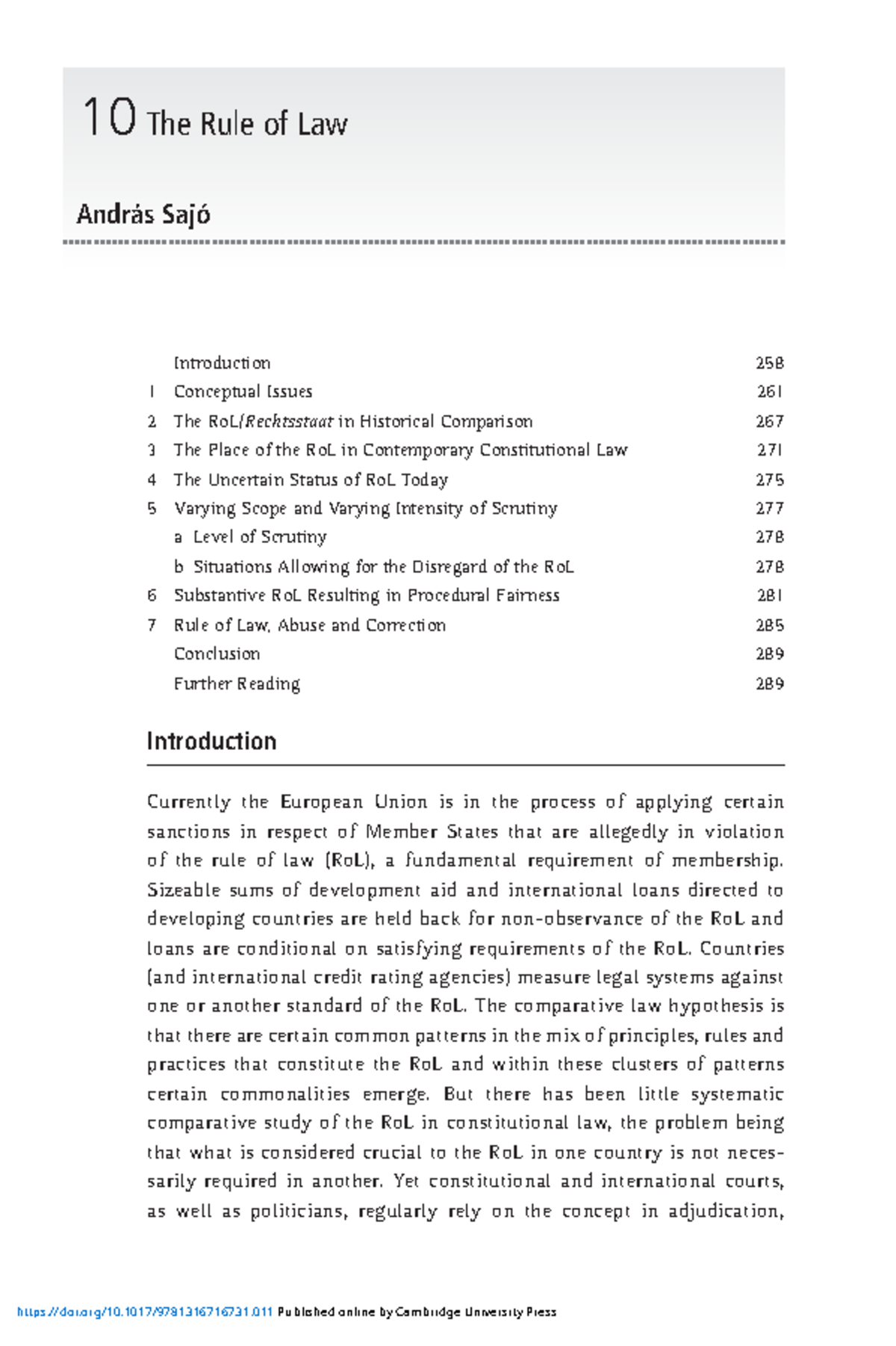 Rule of Law in Comparative Constitutional Law: Insights from the ...