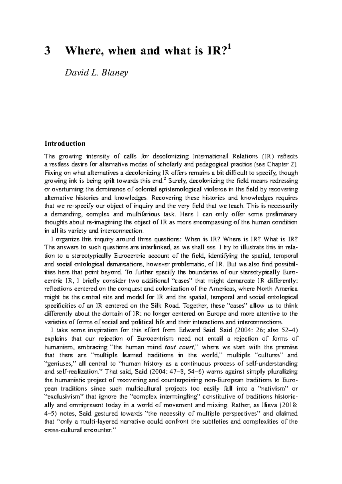 Where, When, and What is IR? Insights from David L. Blaney - Studocu