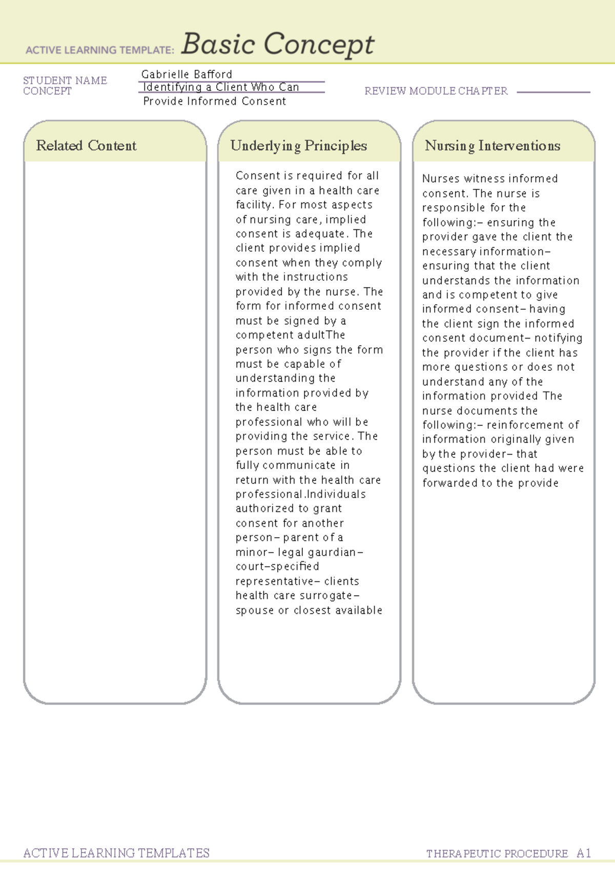 Basic Concepts of Client Informed Consent: Nursing Interventions - Studocu