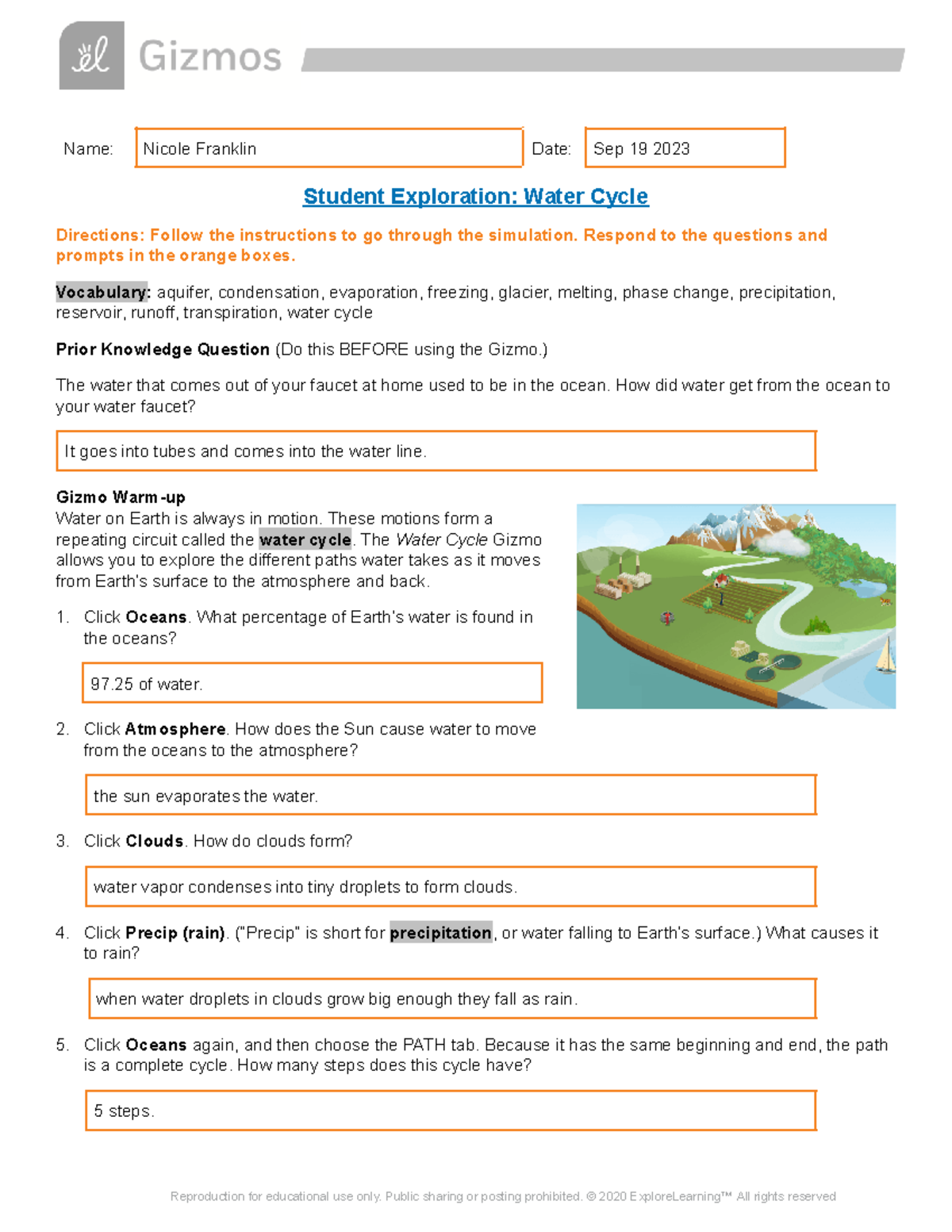 Water Cycle Student Exploration (SE) - Simulation Guide and Notes - Studocu