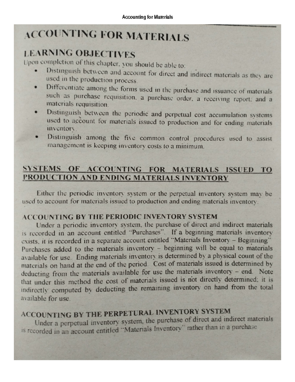 Module 5-Accouting for Materials - Accounting for Materials ACCOUNTING FOR MATERIALS LEARNING ...