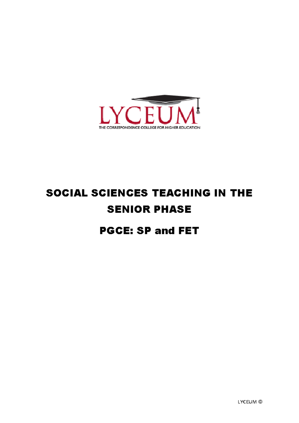 Social Sciences Teaching Guide for Senior Phase PGCE SSS1437N - Studocu