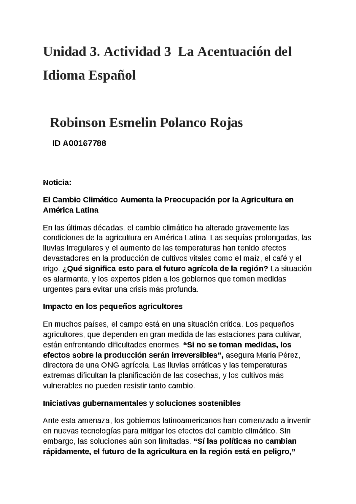 Unidad 3. Actividad 3 La Acentuación del Idioma Español - Unidad 3 ...