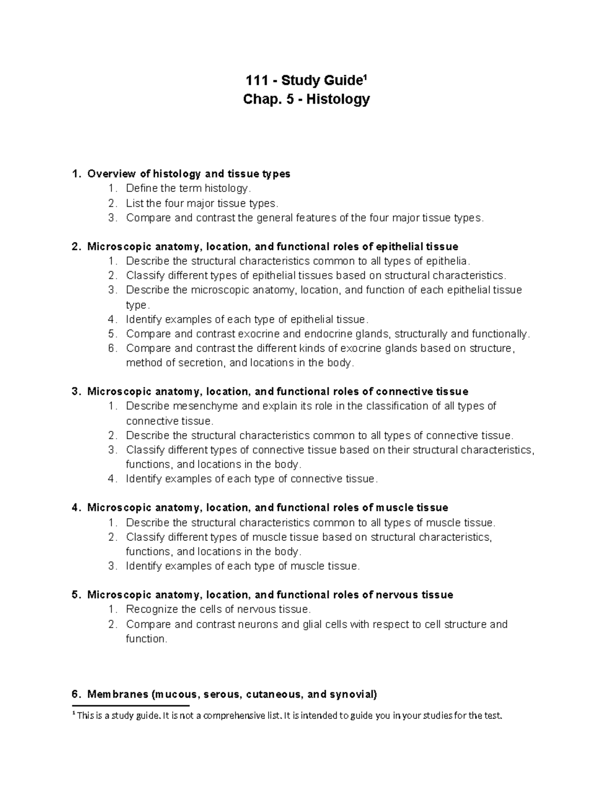 Histology Study Guide: Tissue Types & Functions Overview - Studocu