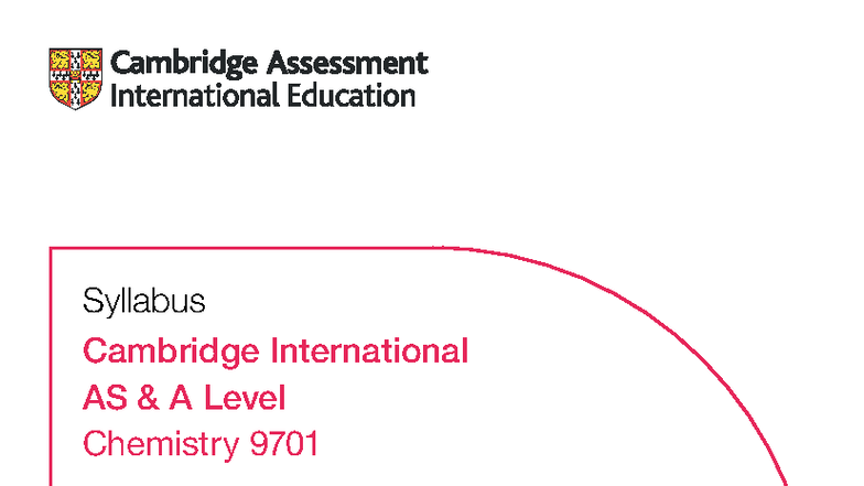 Cambridge International AS A Level Chemistry 9701 Syllabus (2025-2027 ...