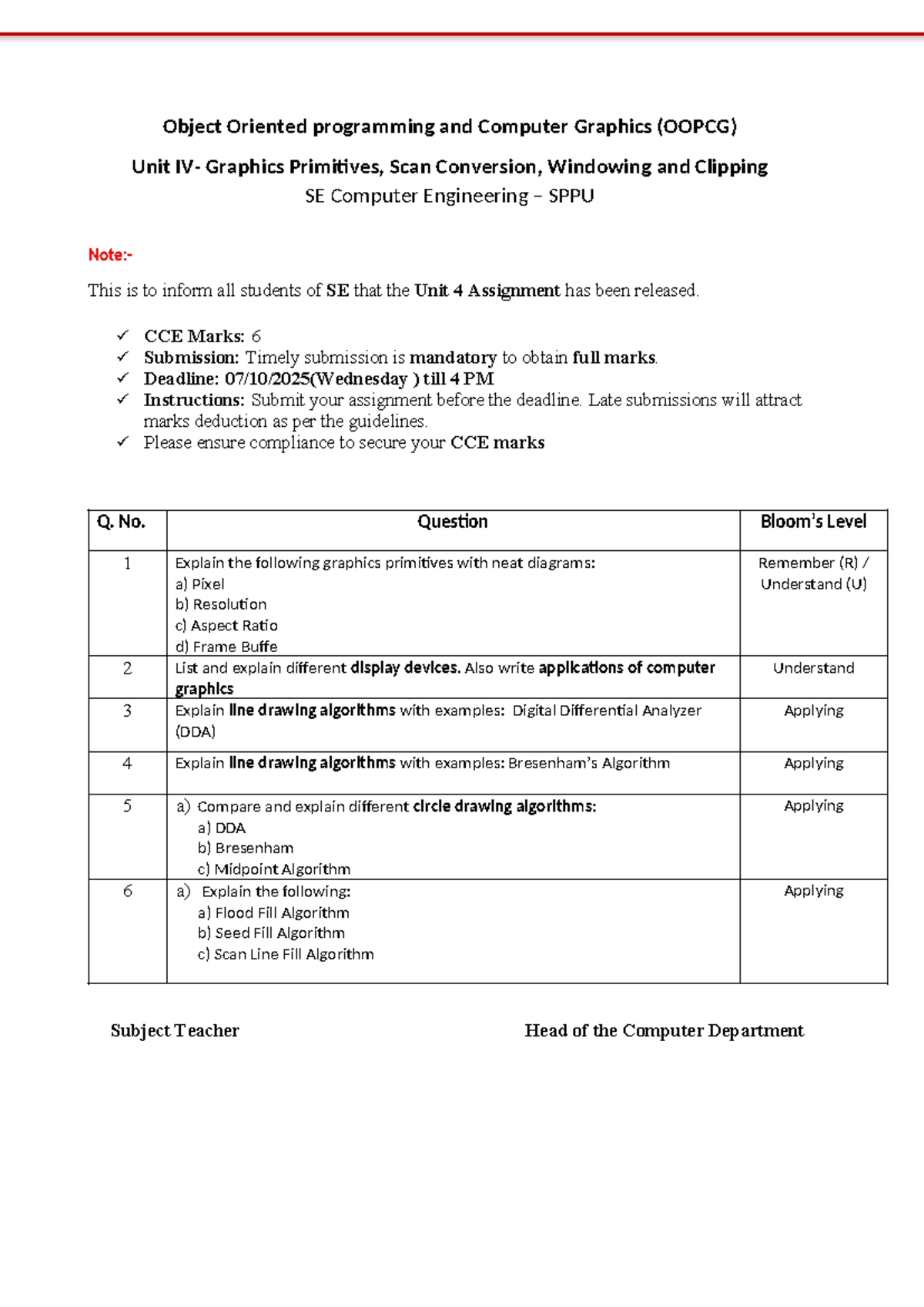 OOPCG Unit 4 Assignment: Graphics Primitives & Algorithms - Studocu