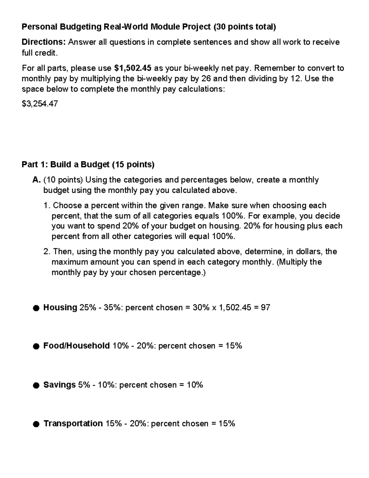 0303 Personal Budgeting Activity: Building a Budget & Rental Analysis ...