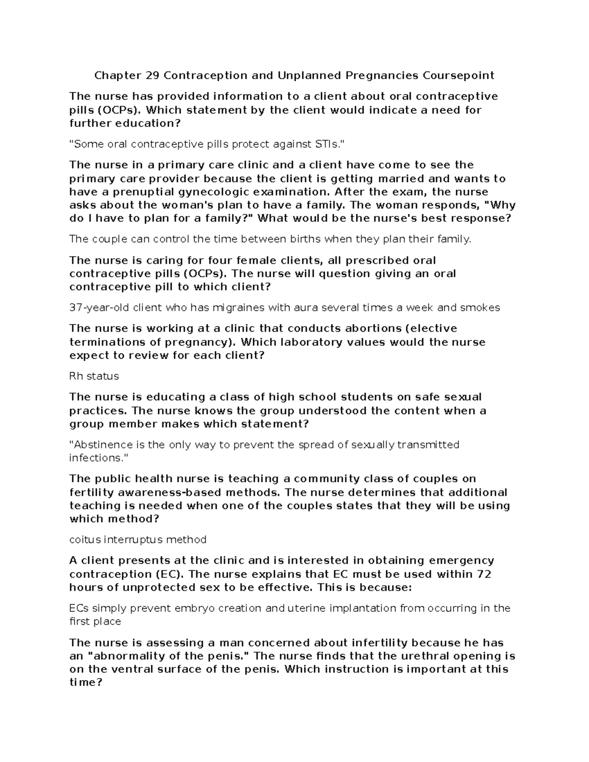 Chapter 29 Contraceptive Methods & Unplanned Pregnancies Study Notes ...