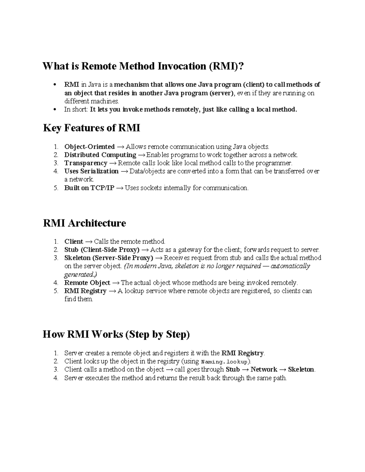 Understanding Remote Method Invocation (RMI) in Java - Studocu