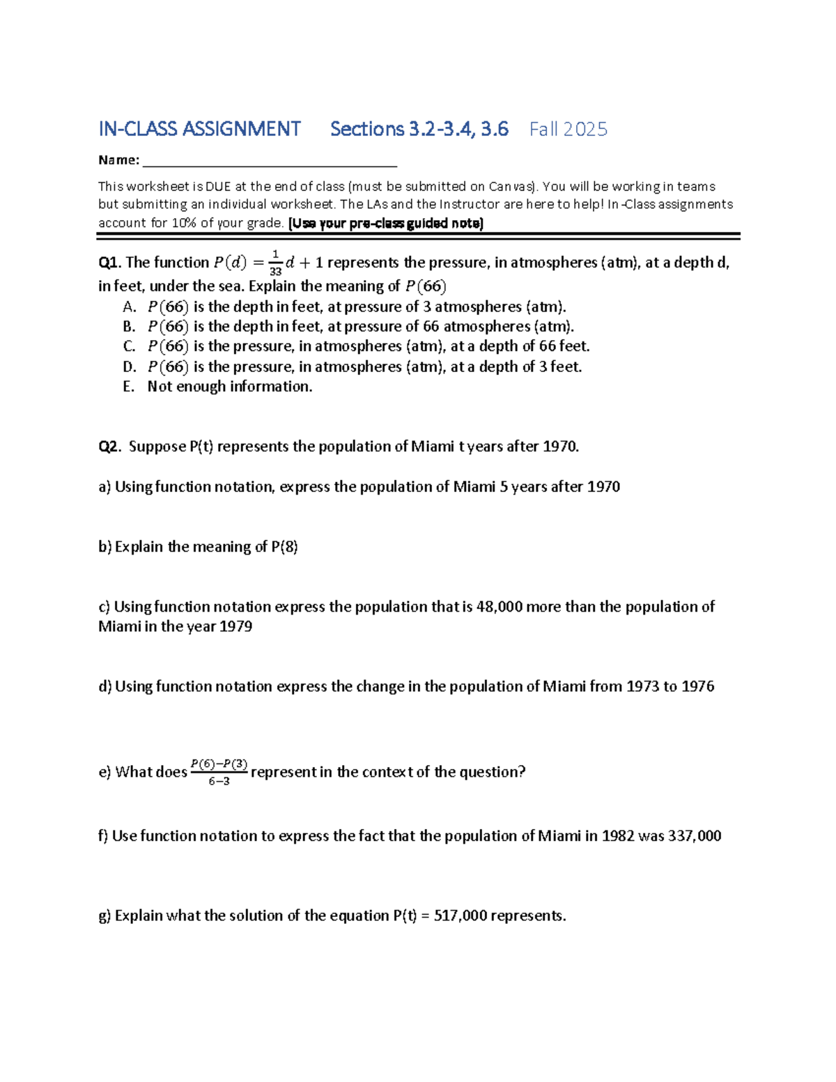 Assignment Worksheet: Sections 3.6 - Fall 2025 - Studocu
